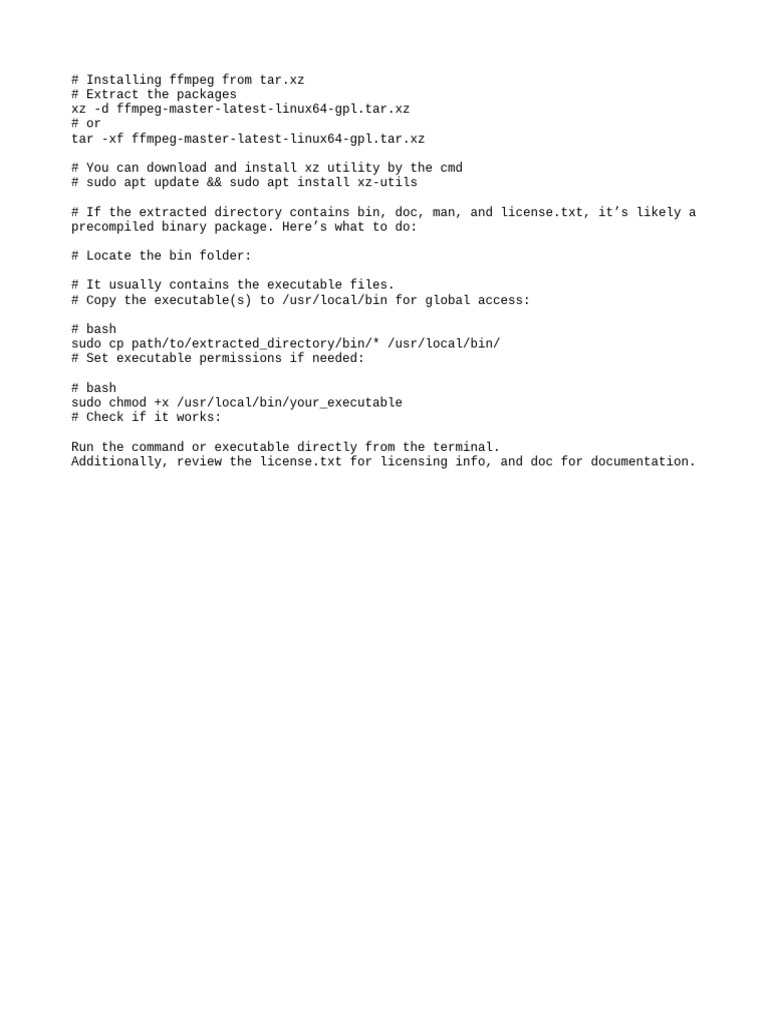 Installing FFmpeg from Tarball | PDF