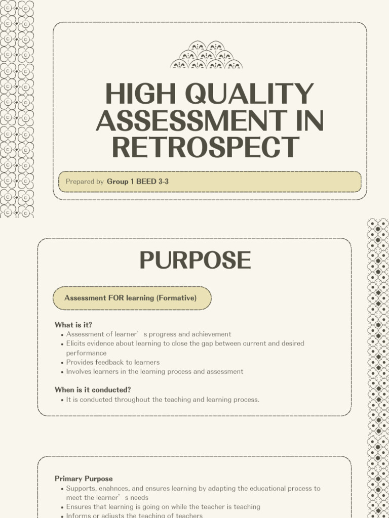 High-Quality Assessment Methods Explained | PDF | Educational ...