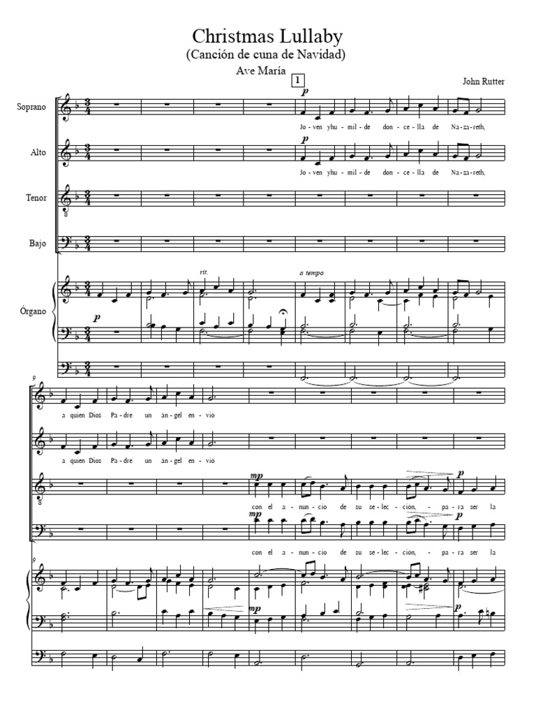 Partition de "Christmas Lullaby" Rutter | PDF | Calligraphie latin ...