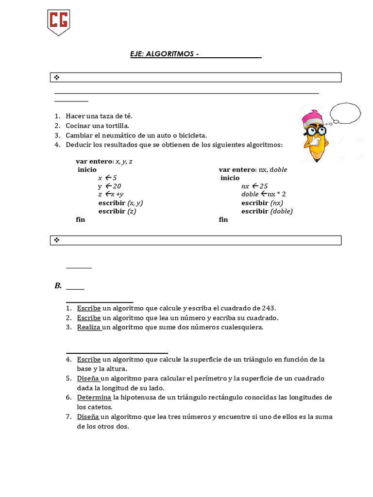 Guia 1 Algoritmos | PDF | Algoritmos | Triángulo