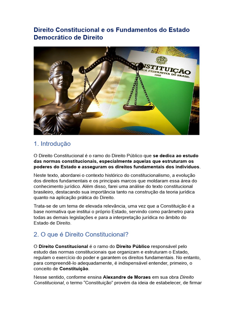 Fundamentos do Direito Constitucional | PDF | Constituição | Lei ...