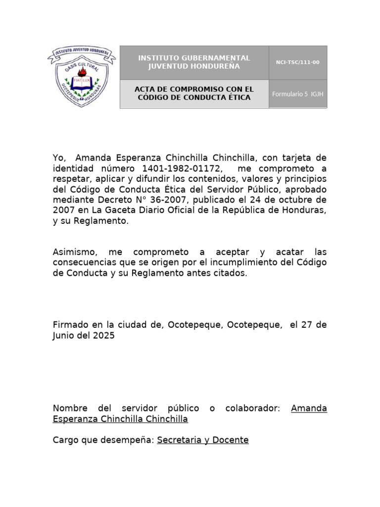 Actas | PDF | Honduras | Centroamérica