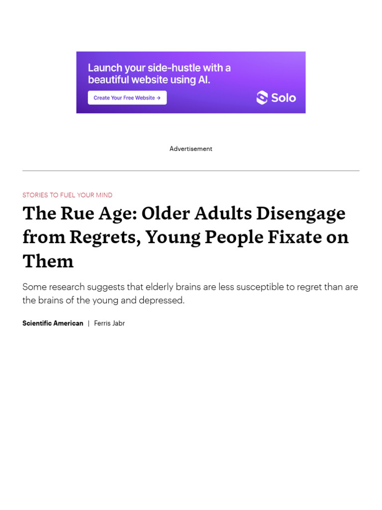 Regret Across Ages: Young vs. Old | PDF | Old Age | Cingulate Cortex