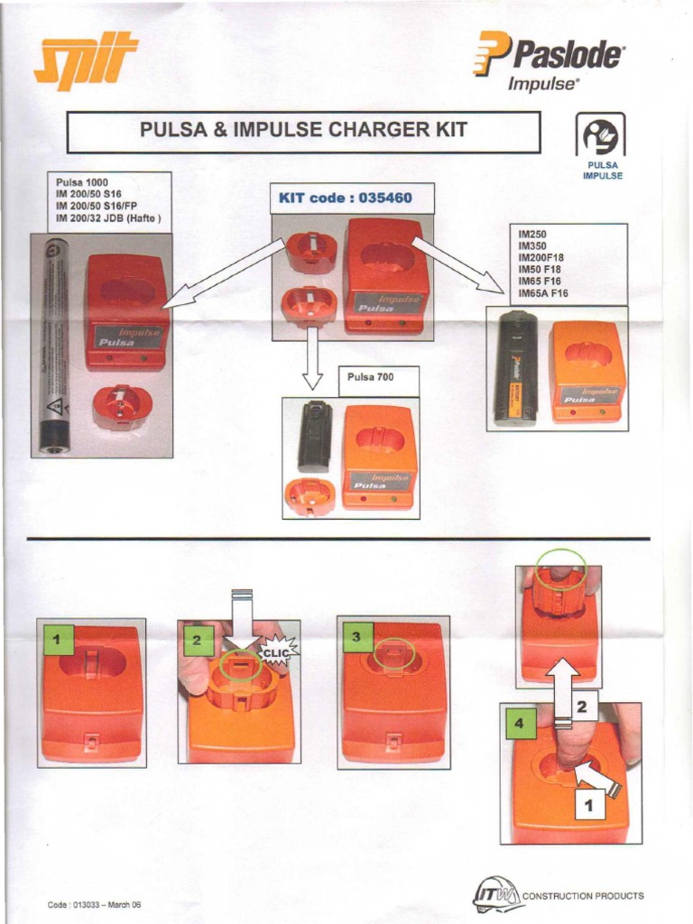 Paslode Impulse and Spit Pulsa Charger Kit 35460 | PDF | Technology ...
