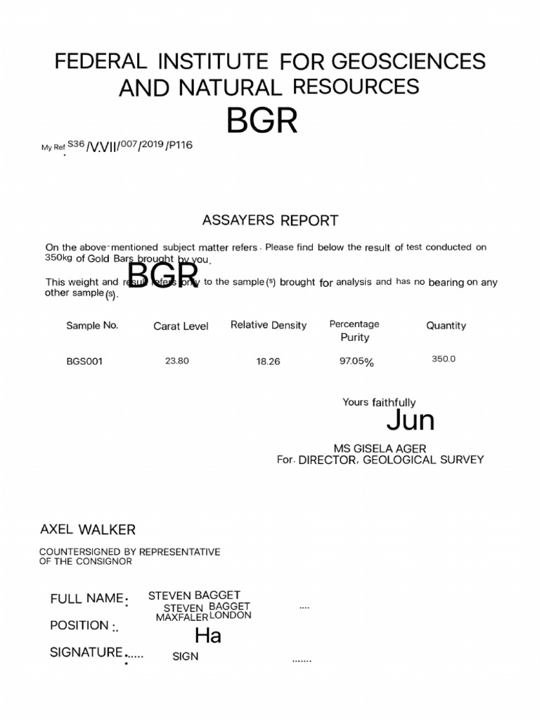Assayers Report Axel Walker - Ocr - Page1 | PDF