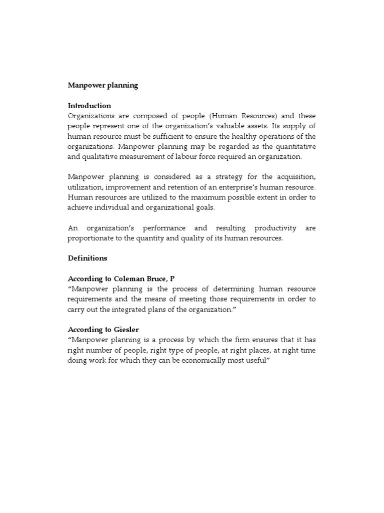 A Note On Manpower Planning | PDF | Human Resources | Forecasting