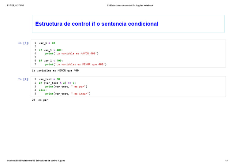 Estructura de control if en Python | PDF