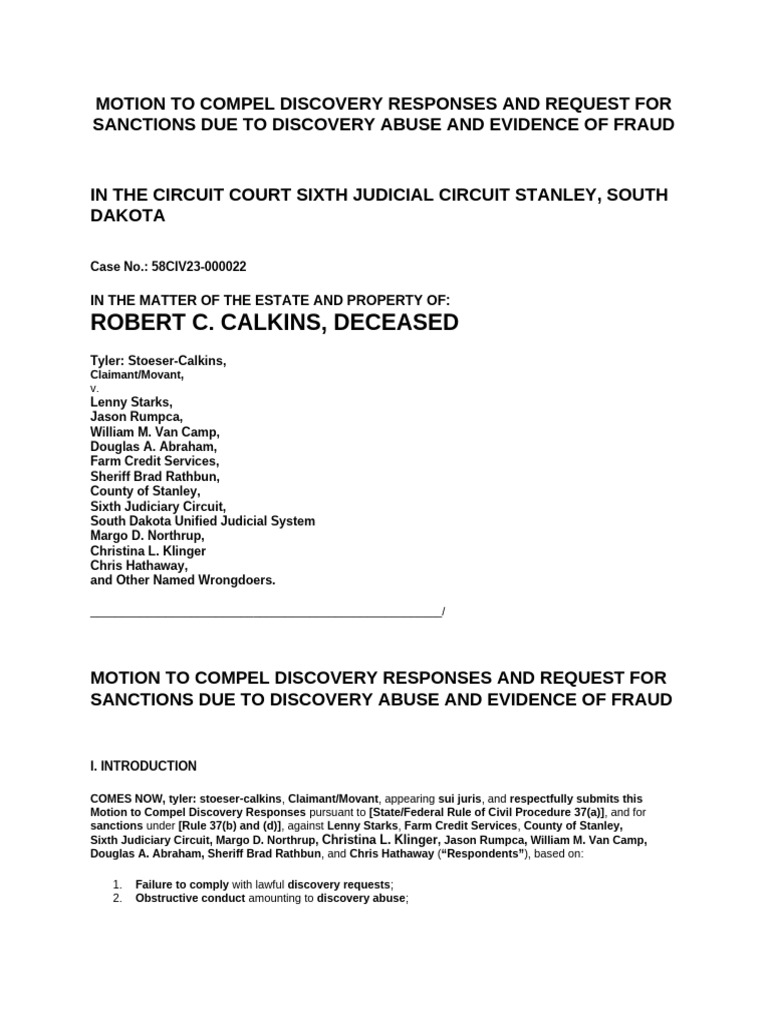 Tyler - Motion To Compel Discovery Responses and Request For Sanctions ...