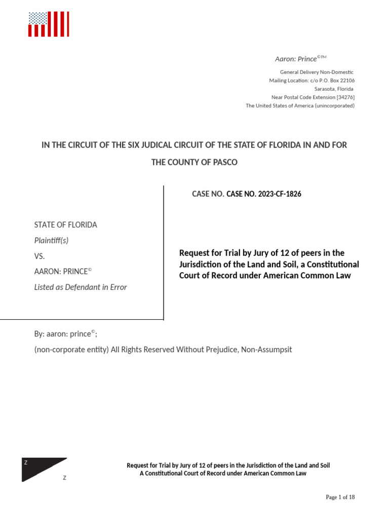 Tyler - Demand Trial by Jury | PDF | Title 18 Of The United States Code ...