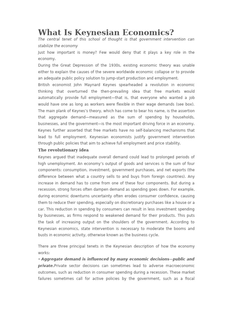 What Is Keynesian Economics | PDF | Keynesian Economics | Economics