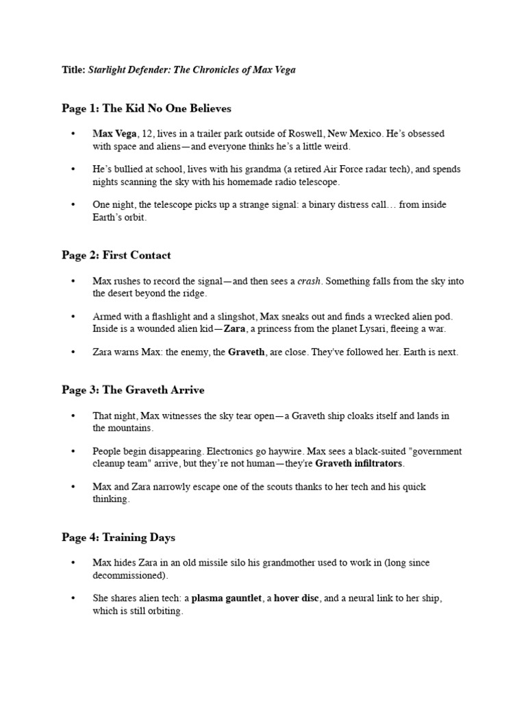 Starlight Defender - Outline | PDF