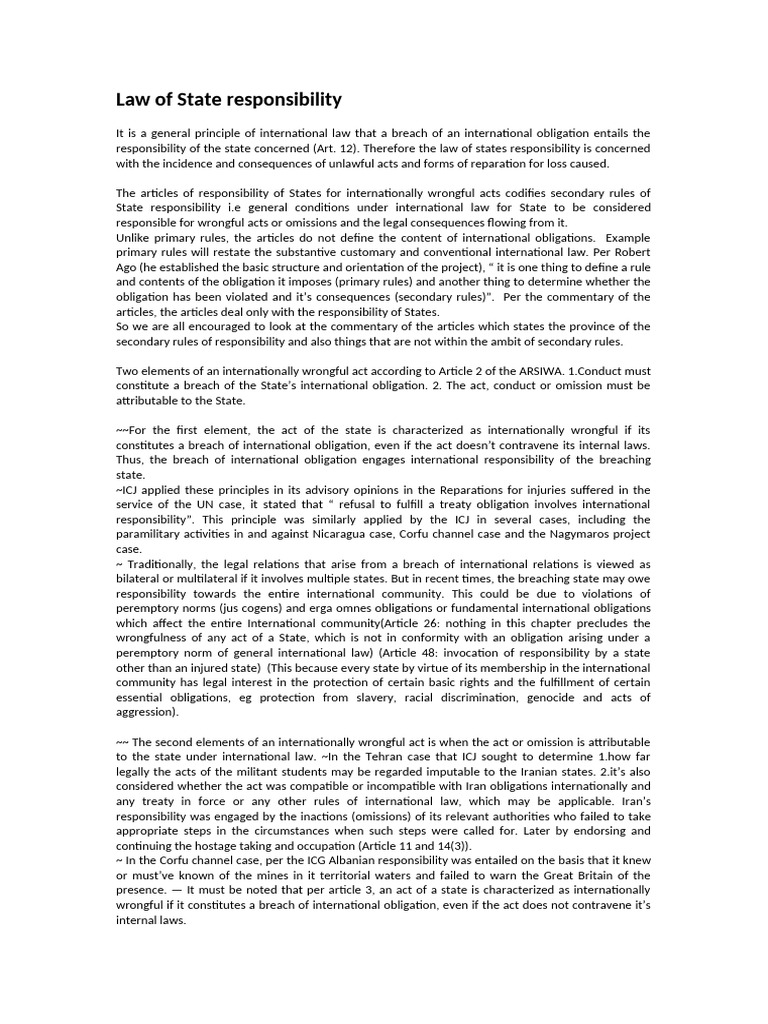 Law of State Responsibility | PDF | International Law | Justice