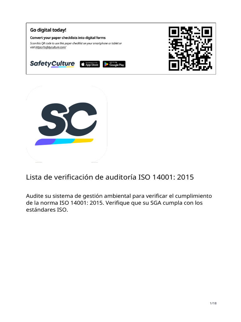 Lista de Verificación de Auditoría ISO 14001 2015 | PDF | Auditoría | Entorno natural