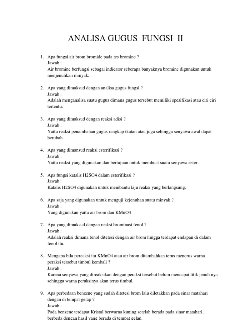 Fungsi Air Brom dalam Analisa Kimia | PDF