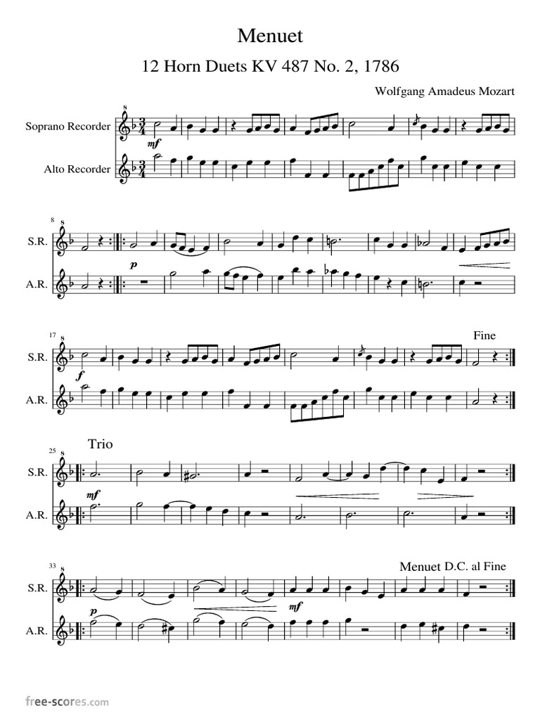 Mozart Wolfgang Amadeus Menuet | PDF