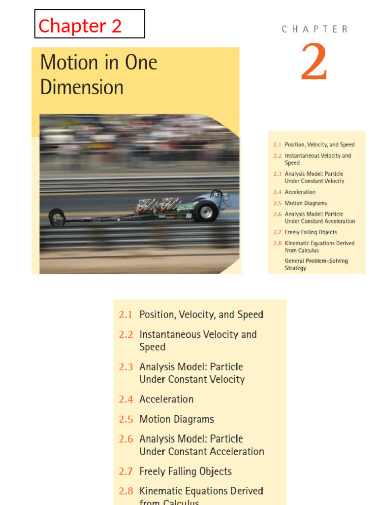 Chapt 2 - Motion in One Dimension | PDF