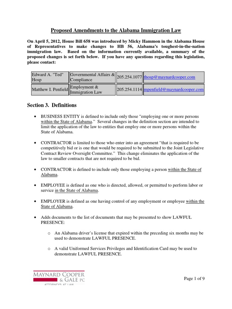 Alabama Immigration Law Amendments 2023 | PDF | Finance & Money Management