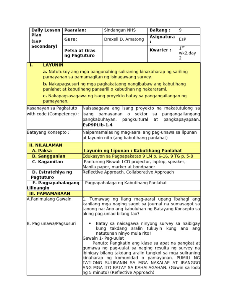 EsP-9-Q1-W2-DAY 2 | PDF