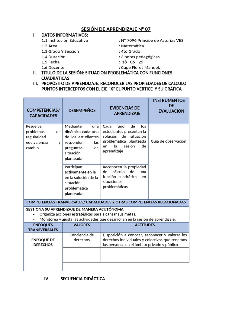 Sesión de Aprendizaje N 3-1 | PDF | Ecuaciones | Aprendizaje