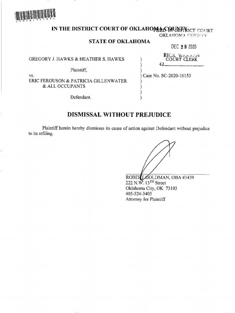 Eric Ferguson Dismissal Without Prejudice | PDF