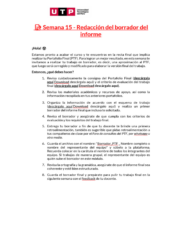 ? Semana 15 - Redacción Del Borrador Del Informe (INDIVIDUO - ) | PDF | Biología