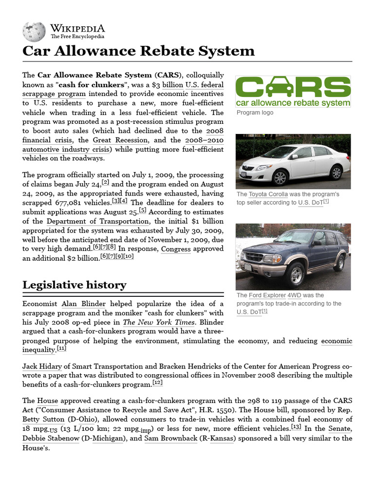 Cash for Clunkers Overview | PDF | Vehicle Industry | Wheeled Vehicles