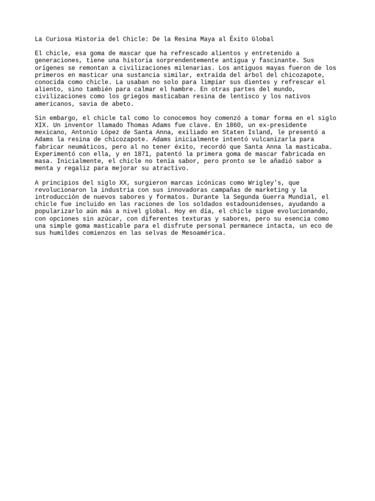 Historia del Chicle: De los Mayas al Mundo | PDF