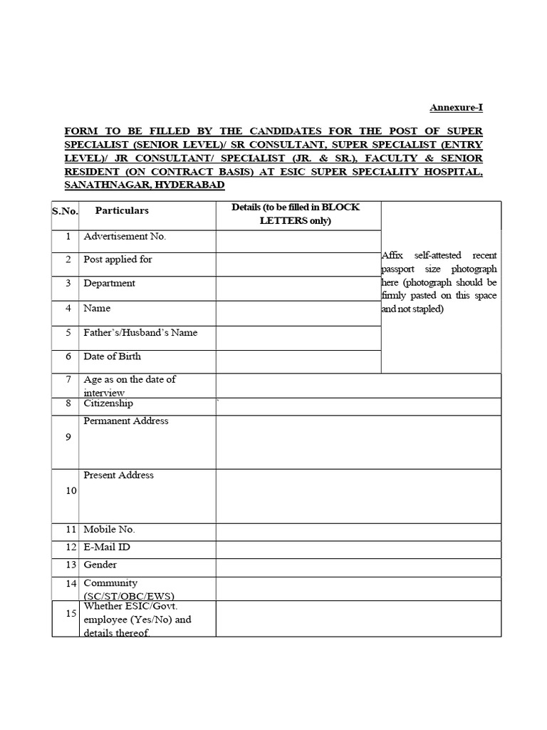 Microsoft Word - Annexure I _application Form_.Docx | PDF | Doctor Of Medicine | Government And ...
