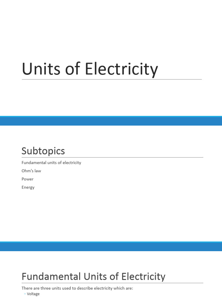 Understanding Electricity Units and Laws | PDF | Volt | Voltage