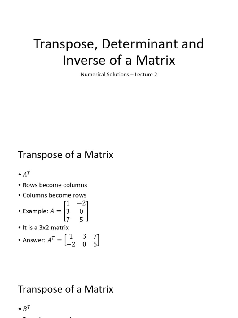 Inverse and Determinants of Matrices | PDF