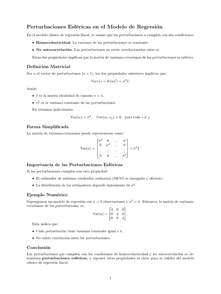 Perturbaciones Esféricas en Regresión Lineal | PDF | Análisis de ...