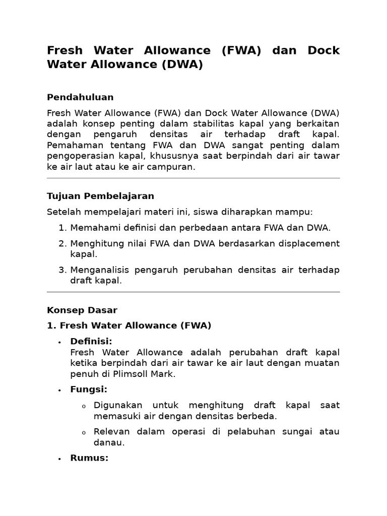 FWA dan DWA: Pengertian dan Rumus | PDF