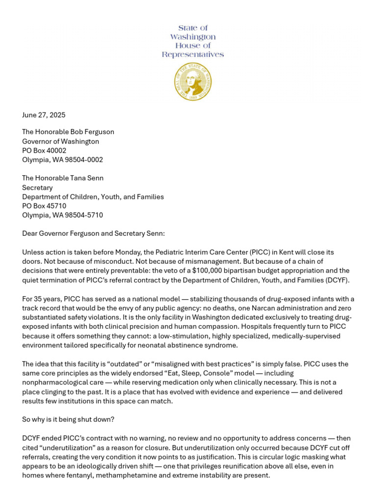 House Republican Leadership Letter Regarding PICC Closure | PDF