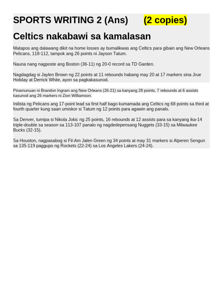 Journa Activity Jan 31-2 | PDF