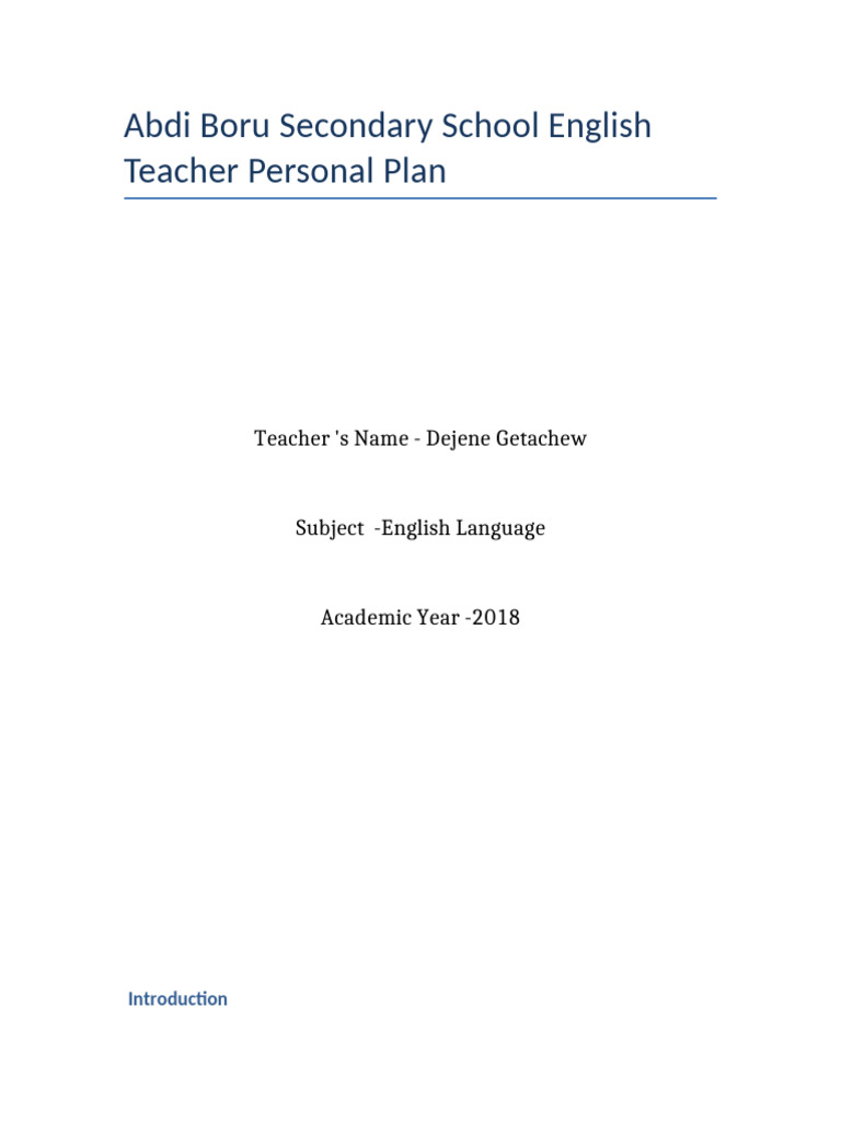 Secondary School English Teacher Plan Part1 | PDF | Educational Technology | Reading Comprehension