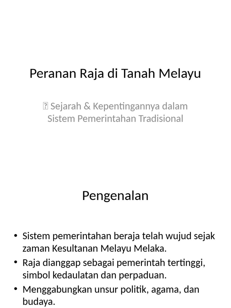 Peranan Raja Di Tanah Melayu | PDF