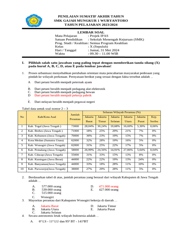 Soal Psat Projek Ipas 23.24 | PDF