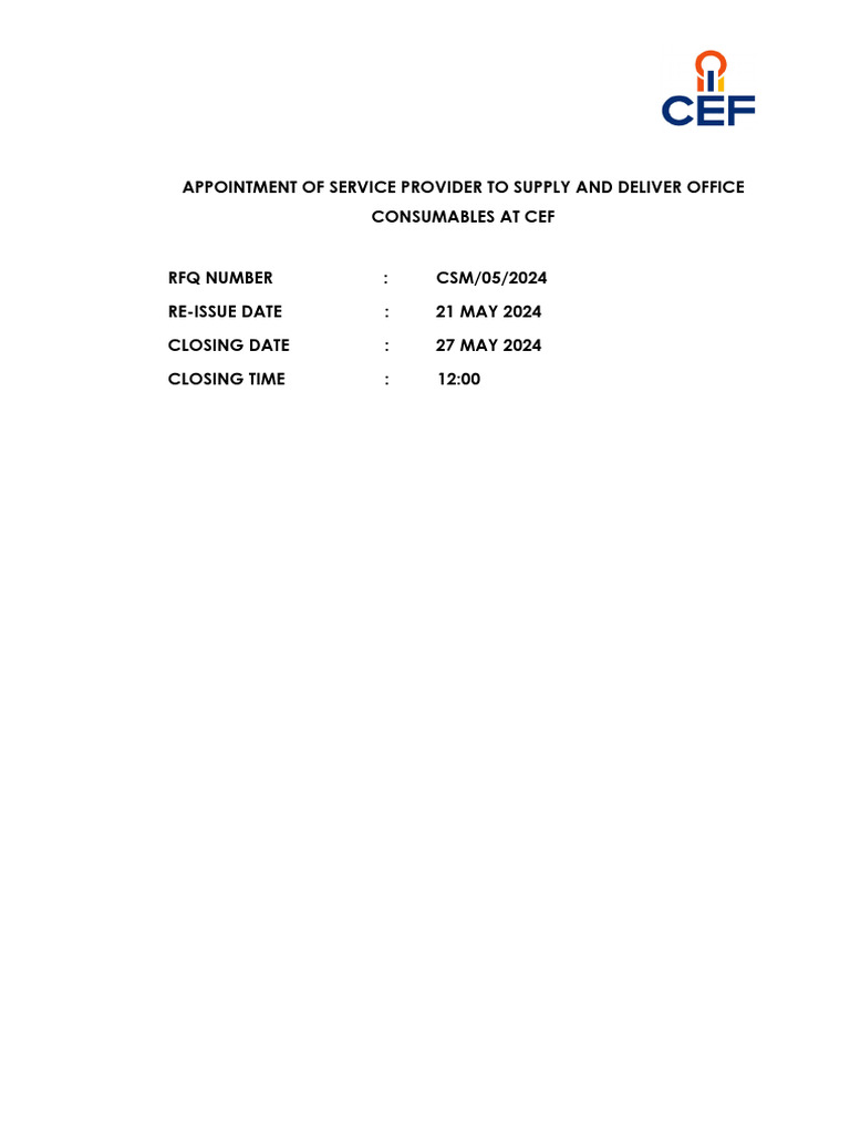 Office Consumables RFQ CEF 2024 | PDF | Business | Justice