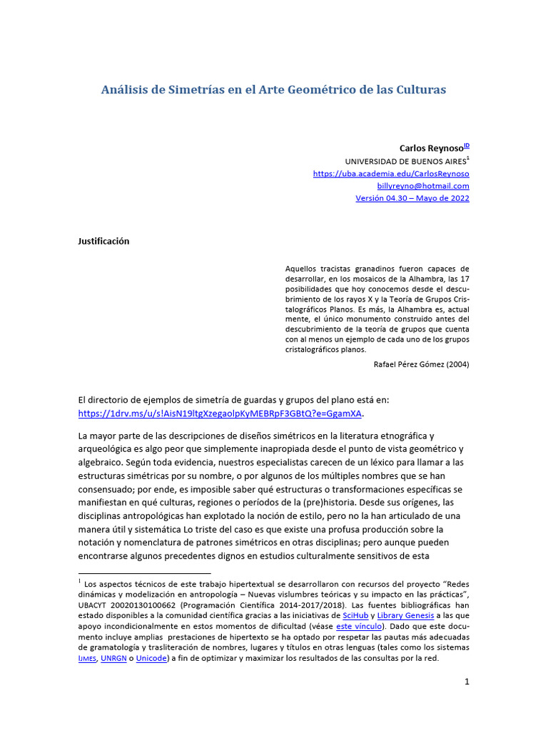 Simetrías en el Arte Geométrico Cultural | PDF | Software