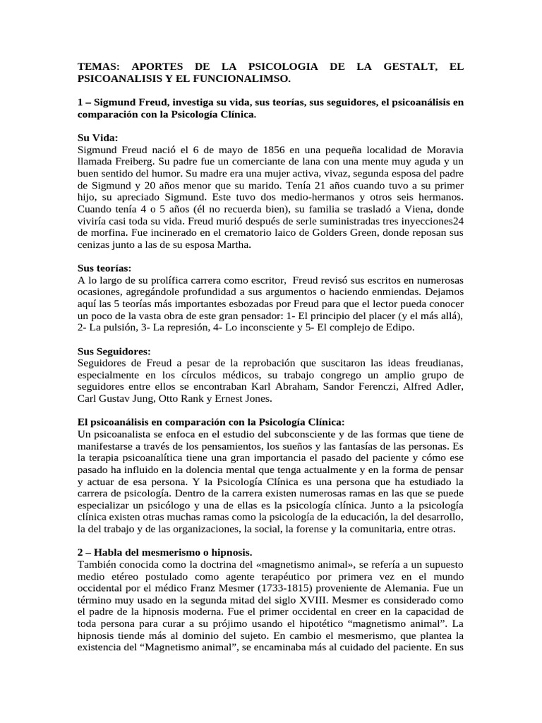 Aportes de Freud y la Psicología Moderna | PDF | Sigmund Freud ...