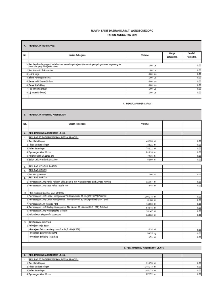 RAB RSUD Semarang 12 Lantai-Kosong | PDF | Architectural Elements