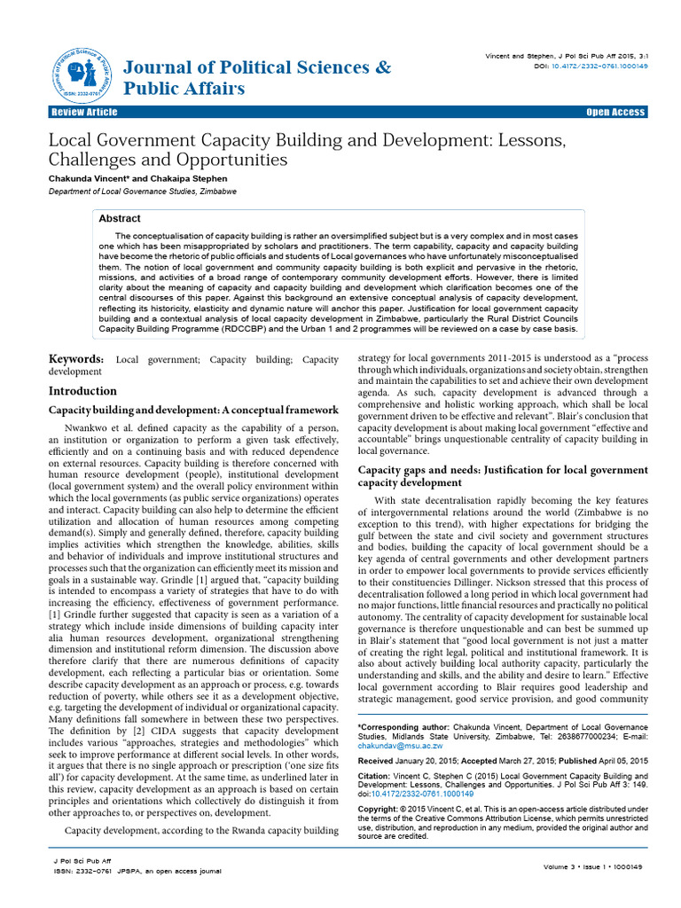 Local Government Capacity Building and D | PDF | Capacity Building ...