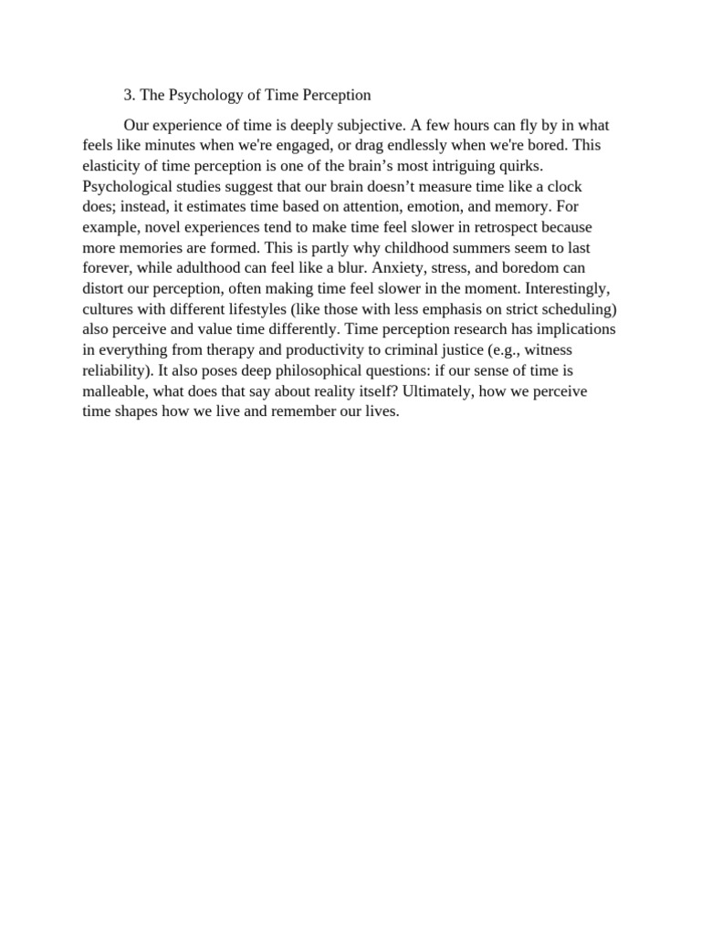 Understanding Time Perception Psychology | PDF