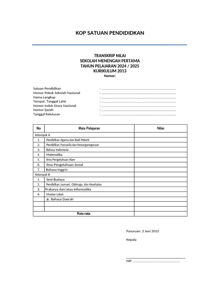 Revisi Contoh Transkrip | PDF