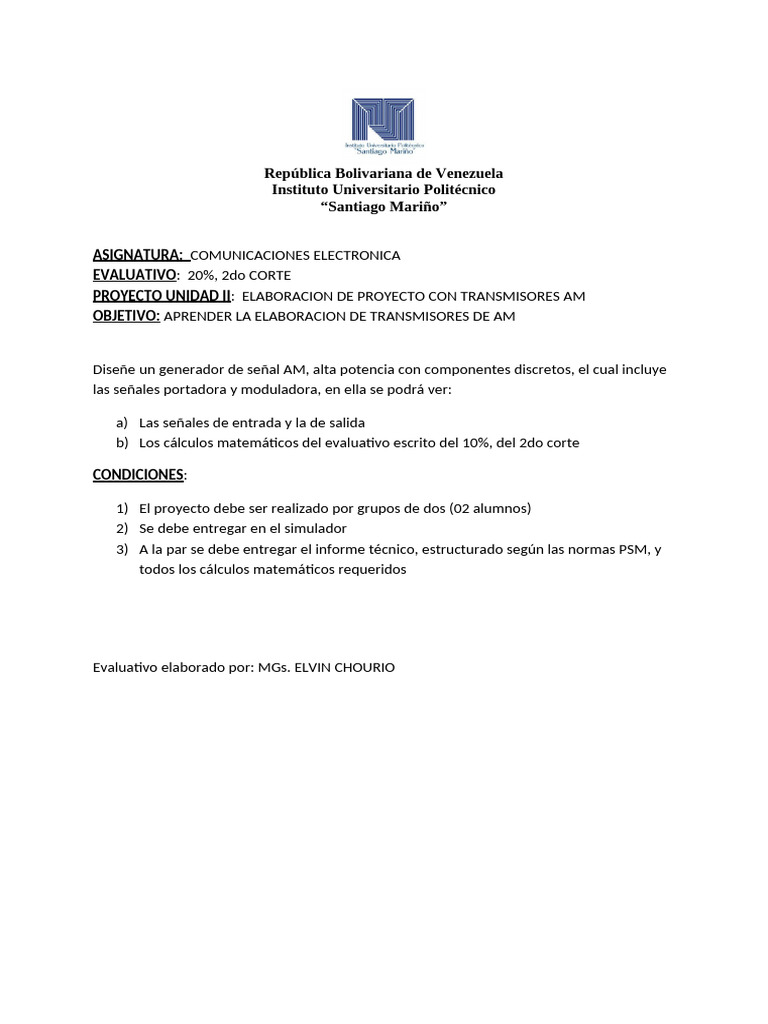 Evaluativo 20% 2do Corte Comunicaciones | PDF