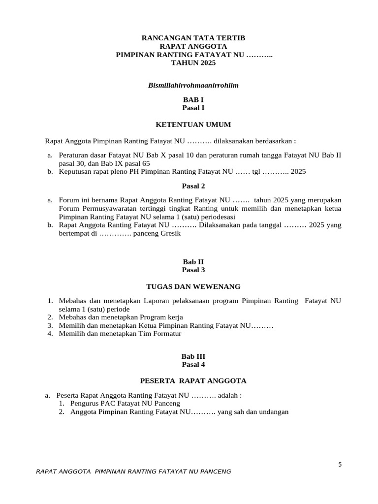 Rancangan Tata Tertib Rapat Anggota | PDF