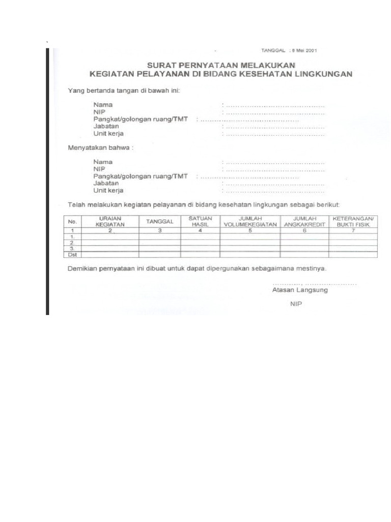 Blanko Pelayanan Kesehatan Untuk Profesi | PDF