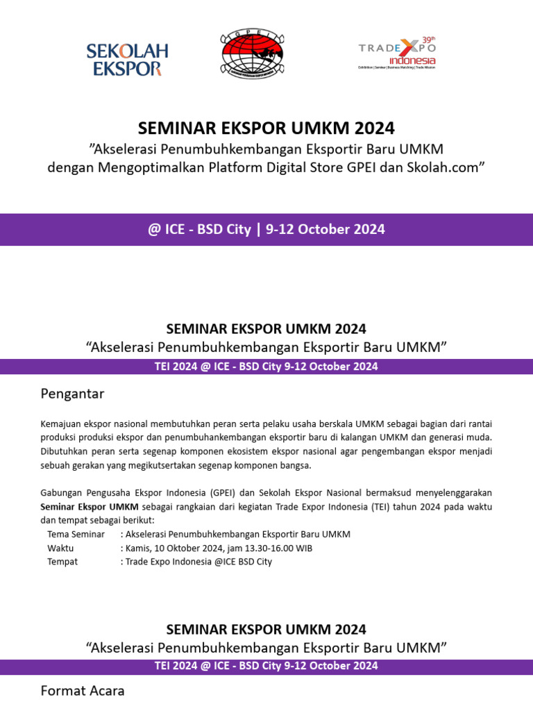TOR Seminar Ekspor @TEI 2024 | PDF