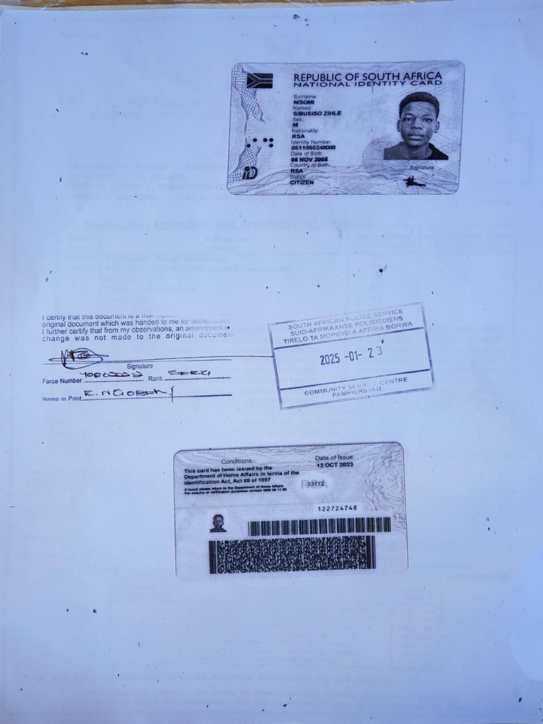 Sibusiso ID | PDF