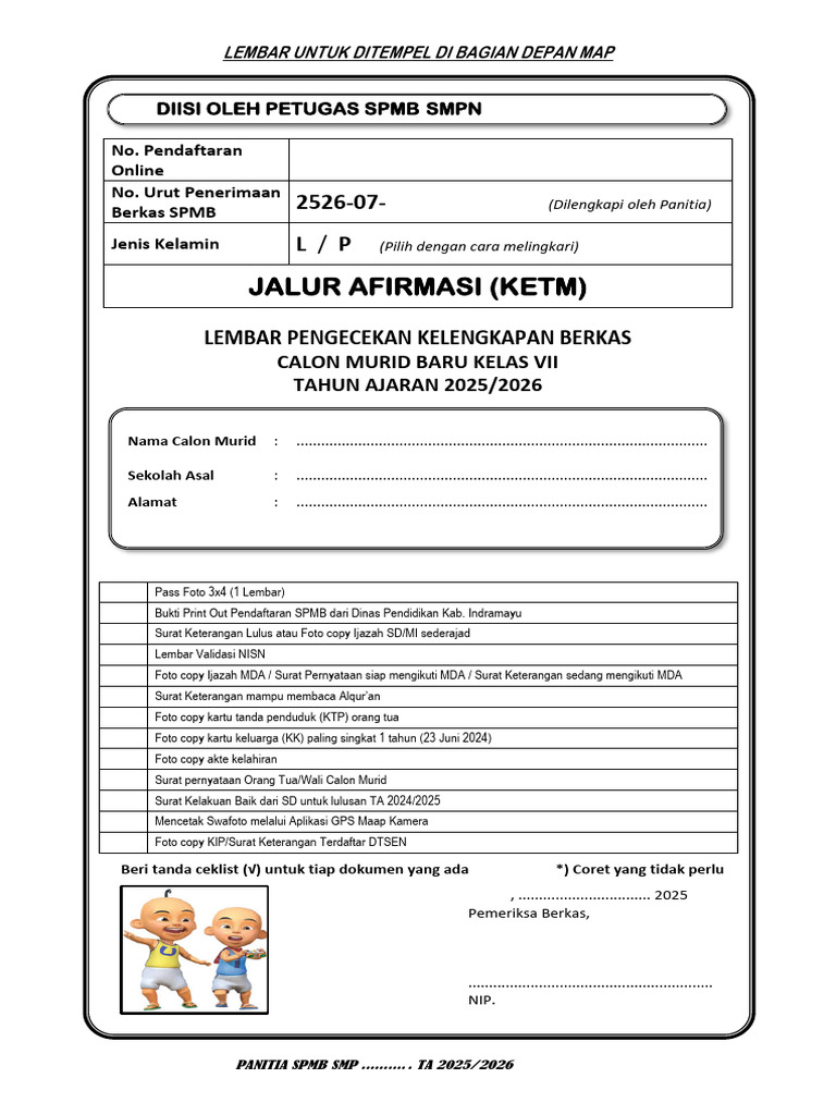 CONTOH Lembar Etiket Map Afirmasi KETM | PDF